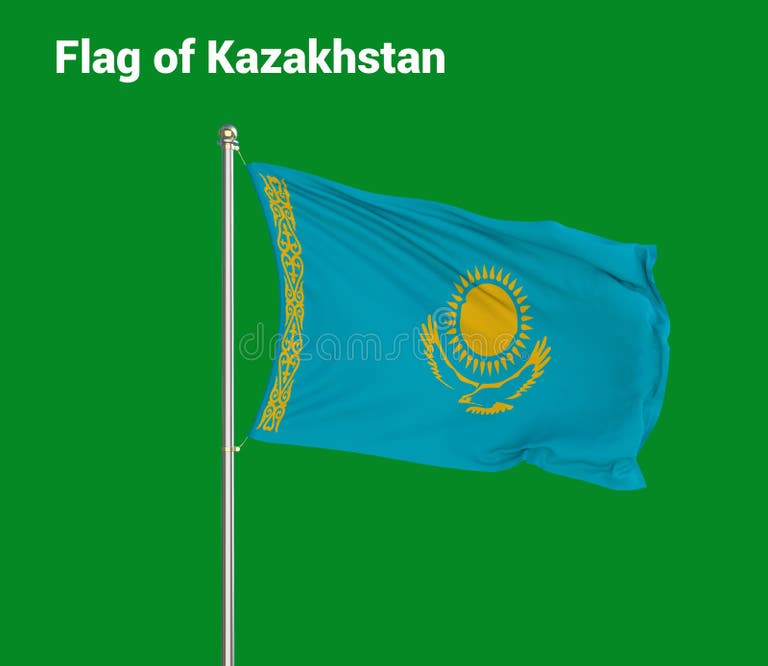 Flag of Kazakhstan, Kazakhstan Flag, National Flag of Kazakhstan. Pole Flag of Kazakhstan Stock ...