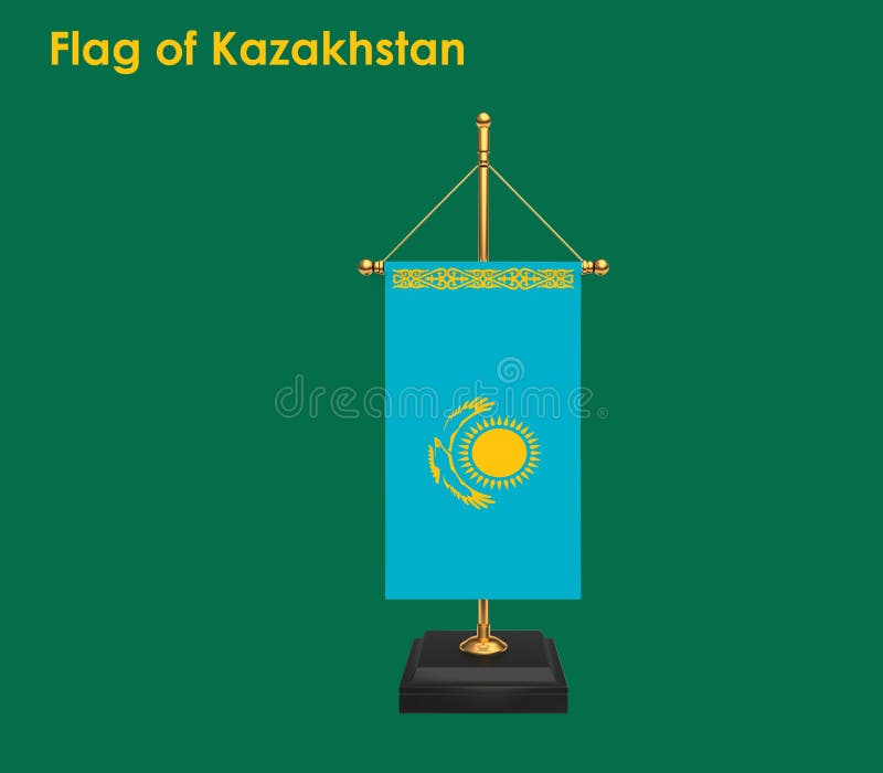 Flag of Kazakhstan, Kazakhstan Flag, National Flag of Kazakhstan. Pole ...