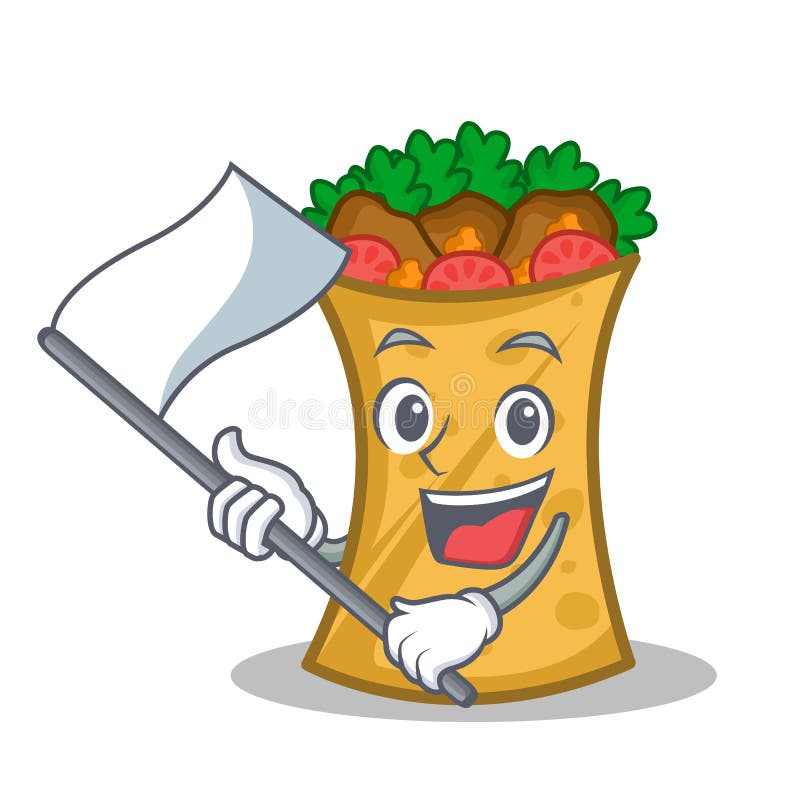 With Flag Kebab Wrap Character Cartoon Stock Vector - Illustration of ...