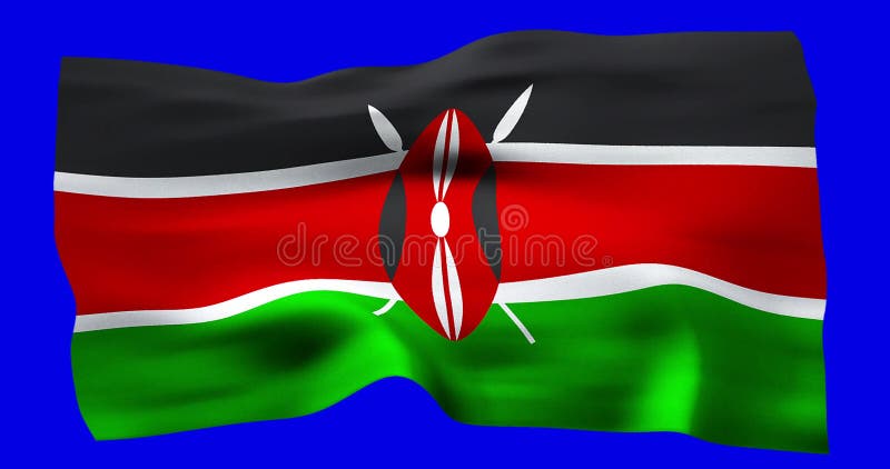Flag of Kenya Realistic Waving on Blue Screen. Seamless Loop Animation ...