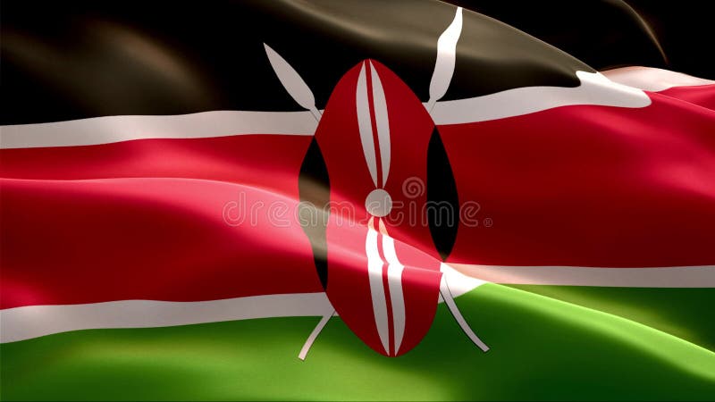 Flag of Kenya Waving in the Wind. 4K High Resolution Full HD. Looping ...