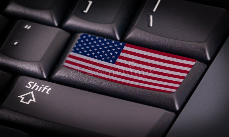 USA - Flag on Button of Black Keyboard. Stock Illustration ...