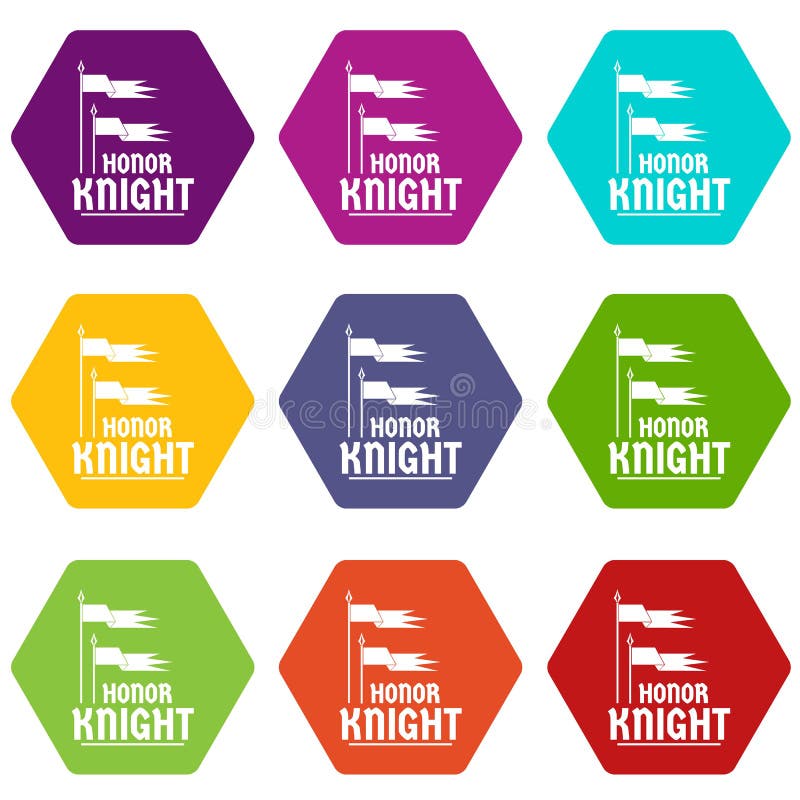 Flag Knight Icons Set 9 Vector Stock Vector - Illustration of flag ...