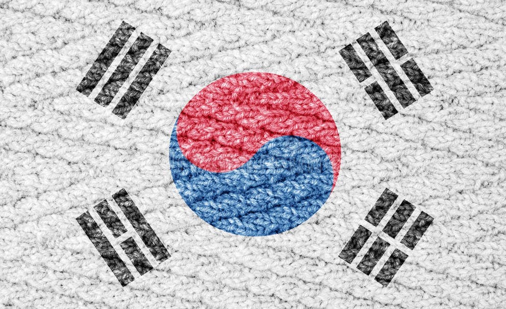 Flag on knitted surface stock image. Image of emblem - 239221191