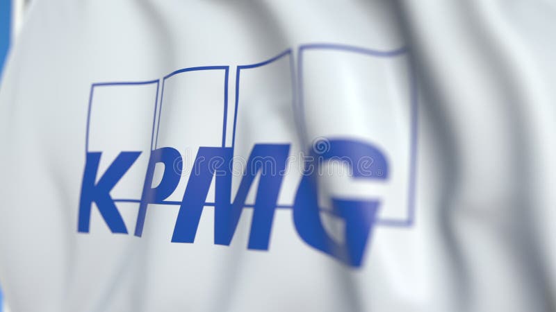 Flag with KPMG Logo, Close-up. Editorial 3D Rendering Editorial ...