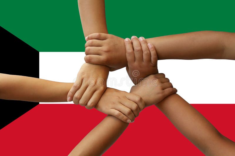 Flag of Kuwait, Intergration of a Multicultural Group of Young People ...