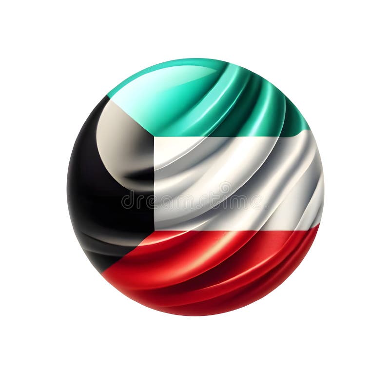 Flag of Kuwait in Round Shape Stock Photo - Illustration of advertising ...