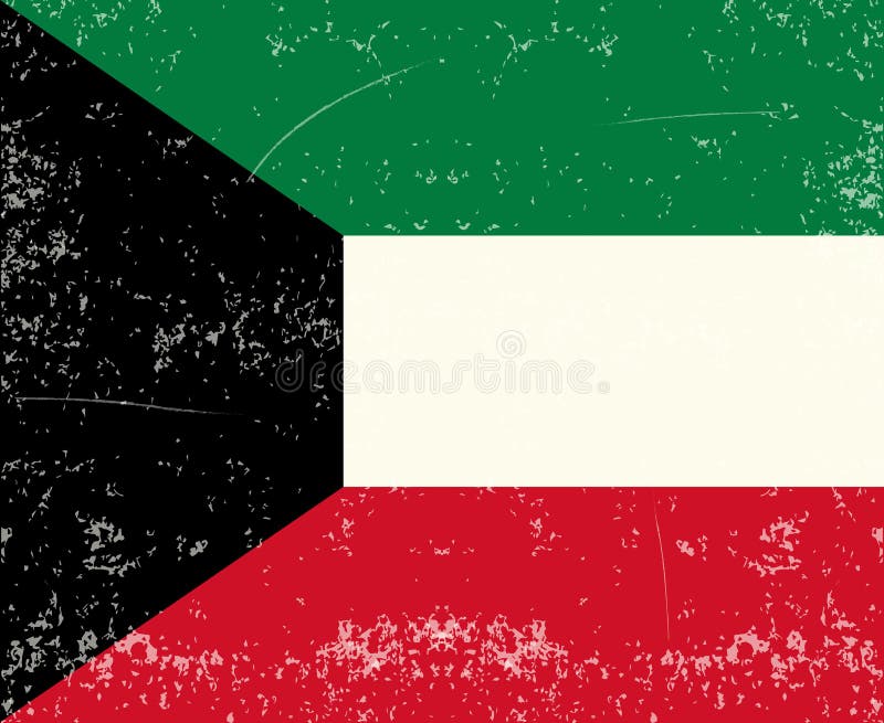 Flag of Kuwait Vector with Old Vintage Texture Stock Vector ...