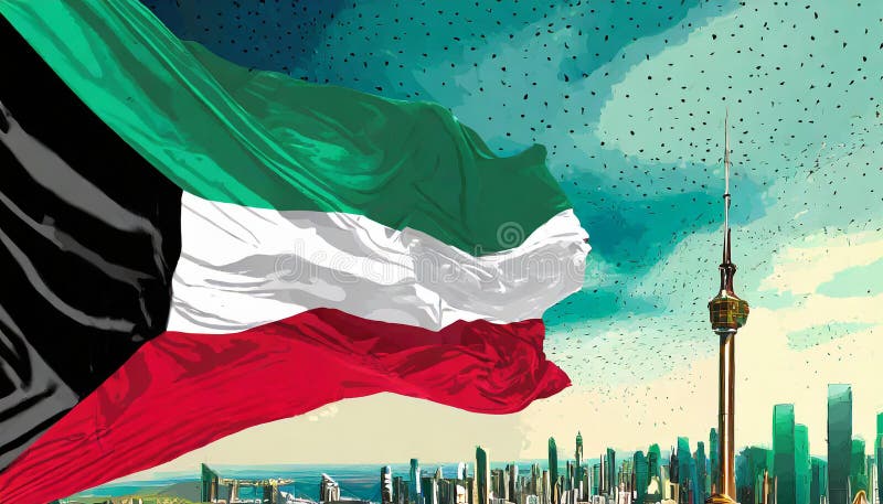 Flag of Kuwait stock illustration. Illustration of radiance - 305311128