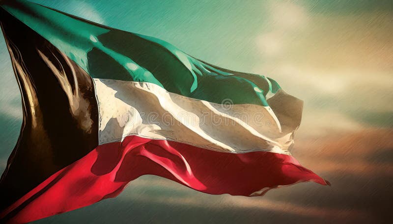 Flag of Kuwait stock illustration. Illustration of nationalism - 305413726