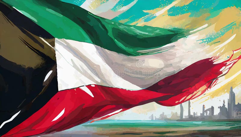 Flag of Kuwait stock illustration. Illustration of national - 305300228