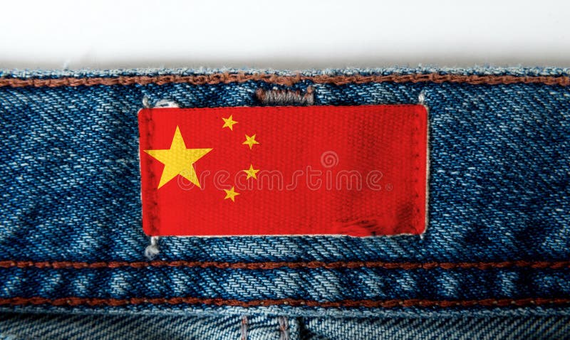 Flag on the label of jeans stock image. Image of pocket - 230777041