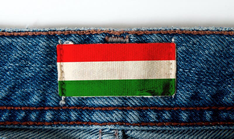 Flag on the label of jeans stock photo. Image of flag - 230777306