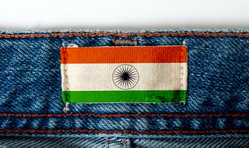 Flag on the label of jeans stock image. Image of economy - 230777315