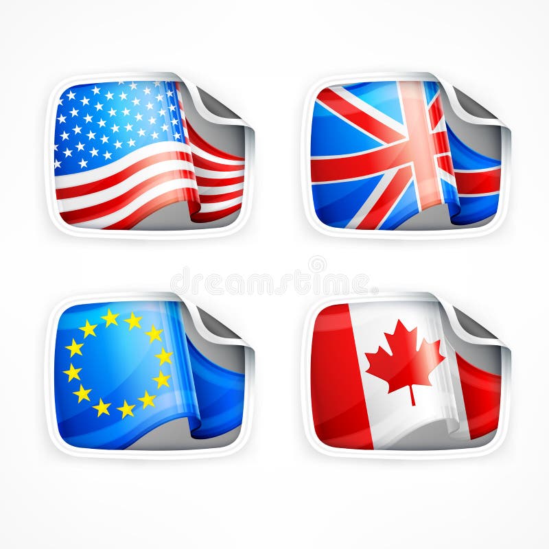 Flag labels stock vector. Illustration of blue, waving - 61996255