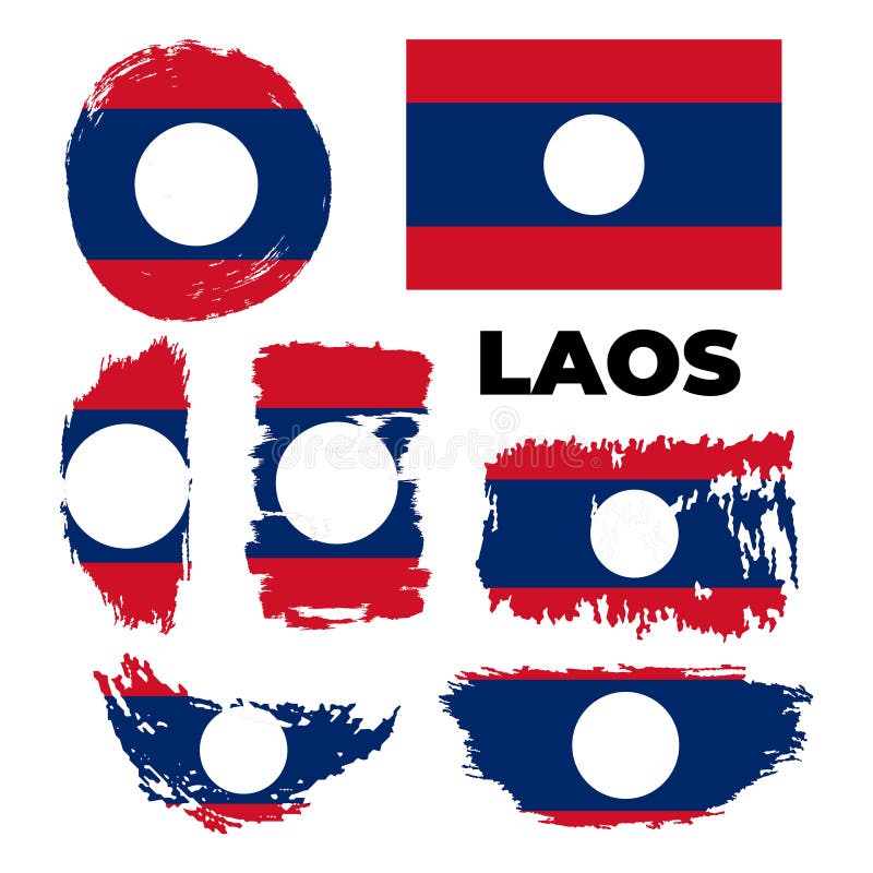 Flag of Laos with Brush Stroke Effect. Laos Flag Template Design Stock ...