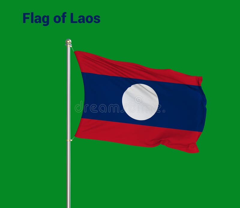 Flag of Laos, Laos Flag, National Flag of Laos. Pole Flag of Laos Stock ...