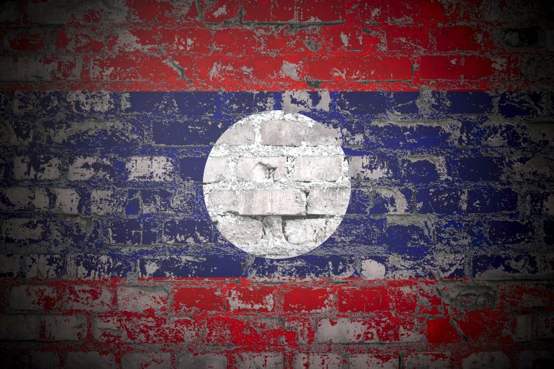 Flag of Laos on brick wall stock illustration. Illustration of masonry ...