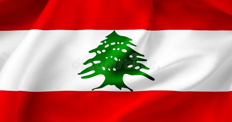 Flag of Lebanon. Flag of Lebanon with a Close-up. the Flag is Embossed ...