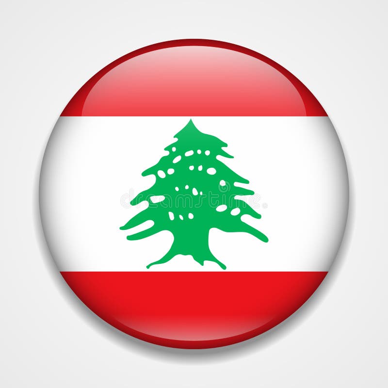 Flag of Lebanon. Round Glossy Badge Stock Vector - Illustration of ...