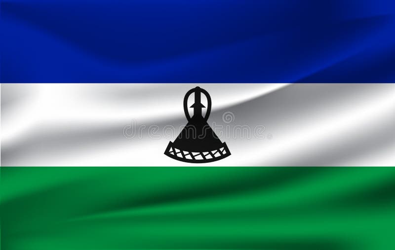 Flag of Lesotho. Realistic Waving Flag of Kingdom of Lesotho Stock Vector - Illustration of ...