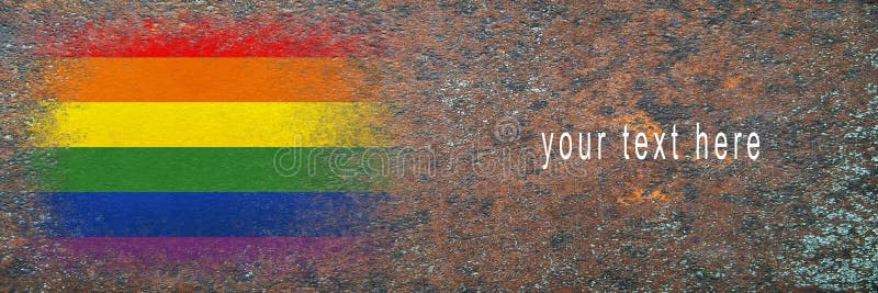 Flag of LGBT. Flag Painted on Rusty Surface. Rusty Background. Copy ...