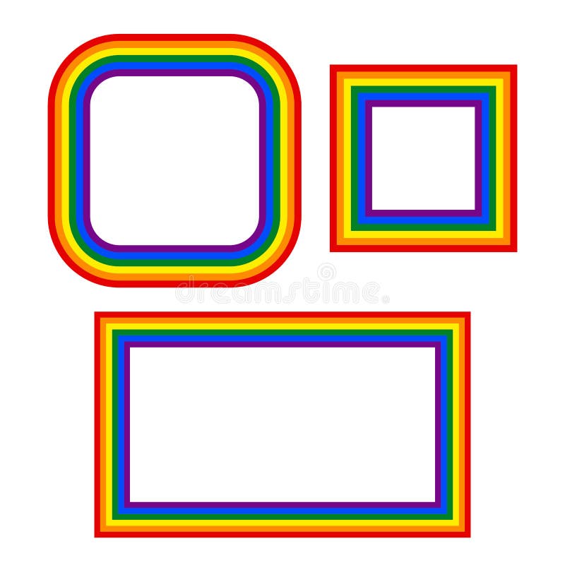 Flag Lgbt Icons Round And Squared Frames Template Border Vector