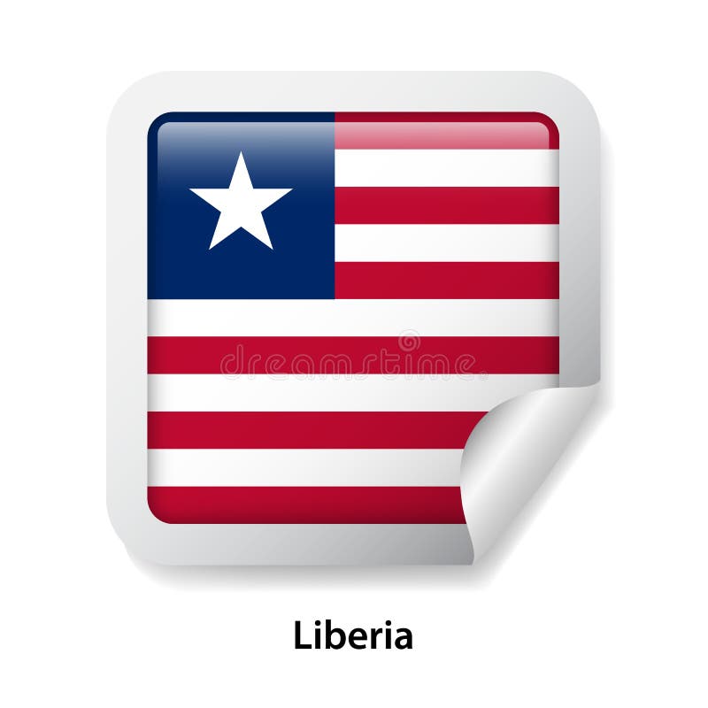 Flag of Liberia. Round Glossy Sticker Stock Vector - Illustration of ...