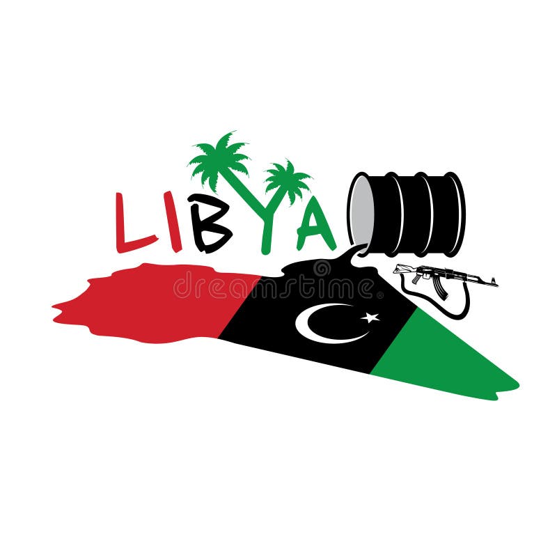 Flag of Libya and Oil Barrel Stock Vector - Illustration of desert ...