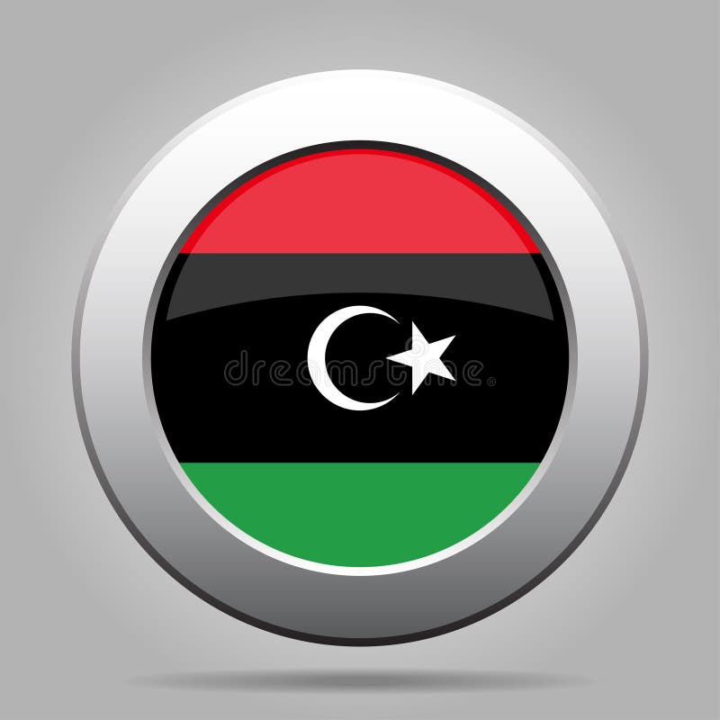 Flag of Libya. Shiny Black Round Button. Stock Vector - Illustration of ... Flag of Libya. Shiny Black Round Button. Stock Vector - Illustration of ...
