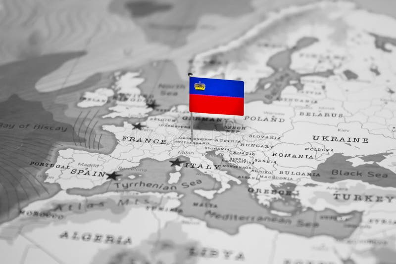 The Flag of Liechtenstein in the World Map Stock Photo - Image of ...