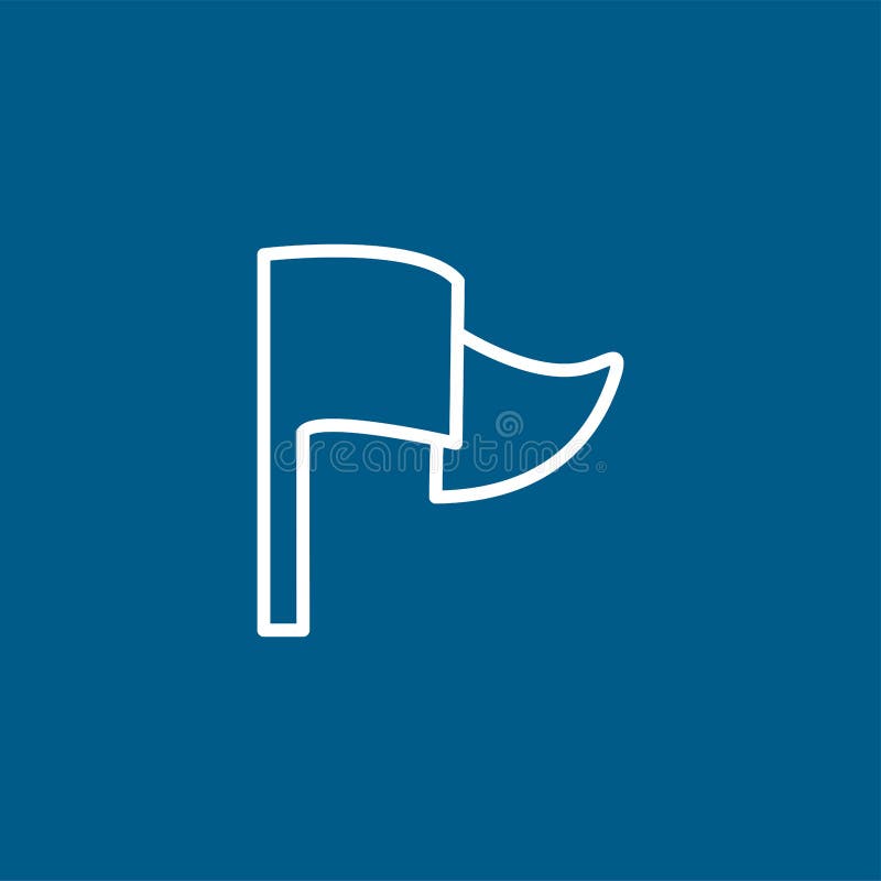 Flag Line Icon on Blue Background. Blue Flat Style Vector Illustration ...