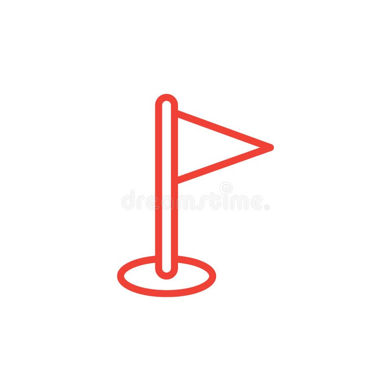 Flag Line Red Icon on White Background. Red Flat Style Vector ...