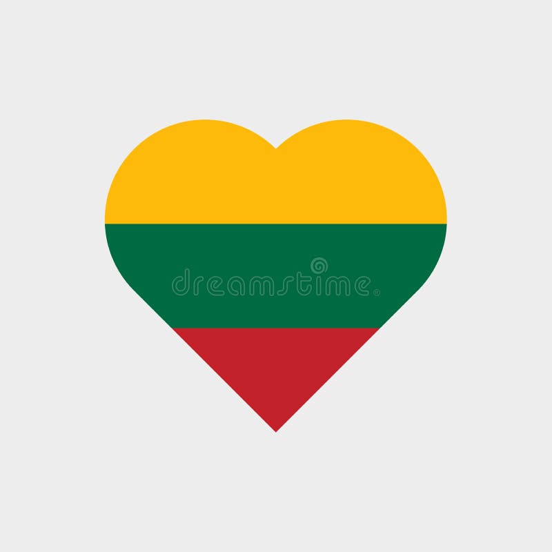 The Flag of Lithuania in a Heart Shape Stock Vector - Illustration of ...