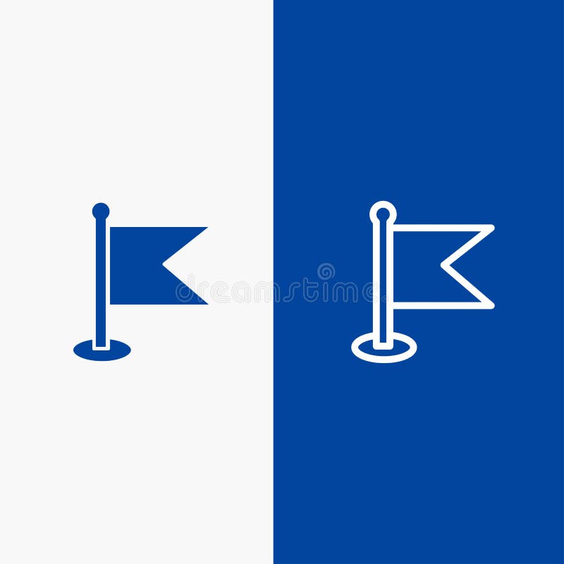 Flag, Location, Map, World Line and Glyph Solid Icon Blue Banner Line ...