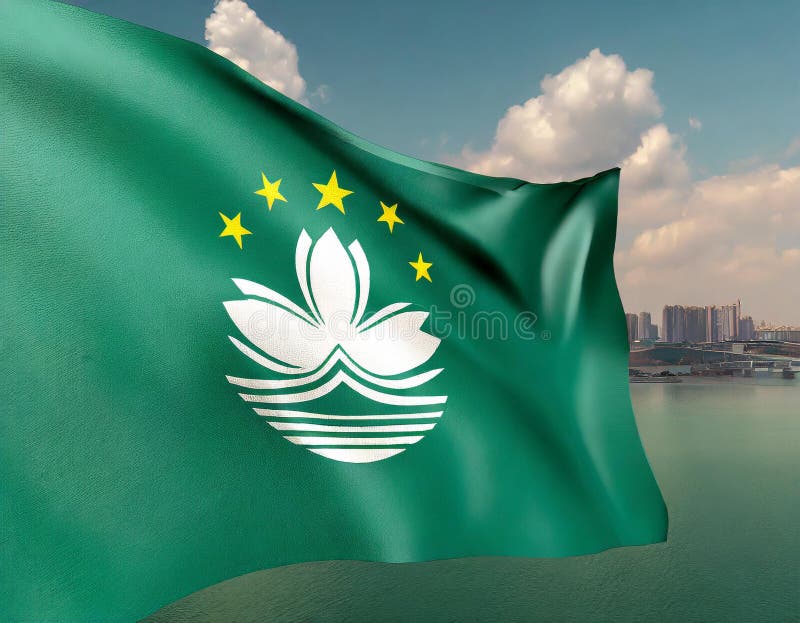 Macau Flag Waving on the Wind Stock Illustration - Illustration of silk ...