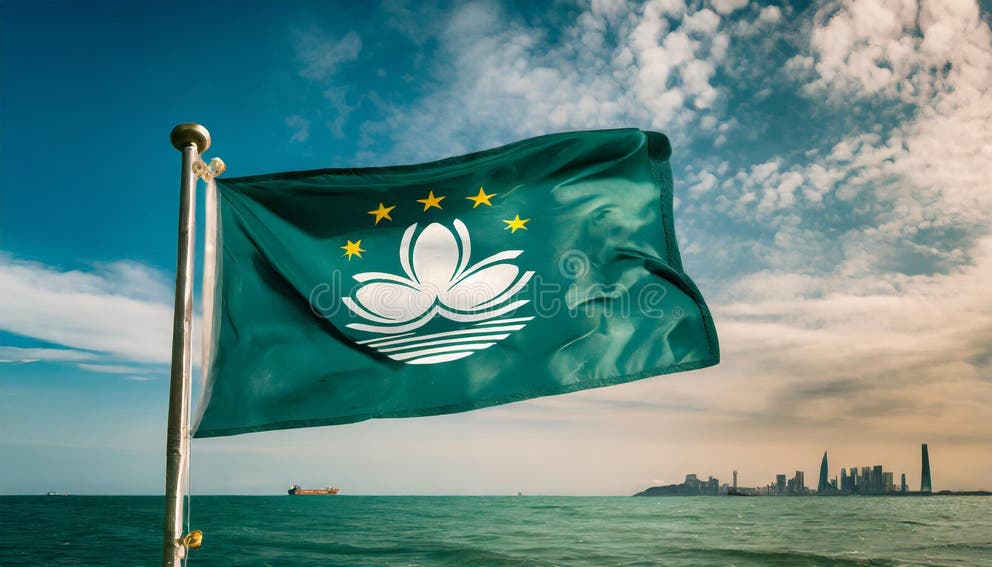 Macau Flag Waving on the Wind Stock Illustration - Illustration of ...