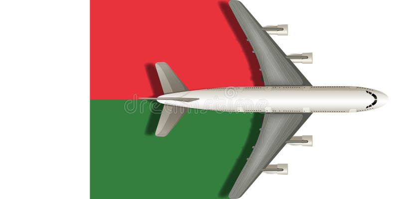 Flag of Madagascar with a Plane Flying Over it. Vector Image Stock ...