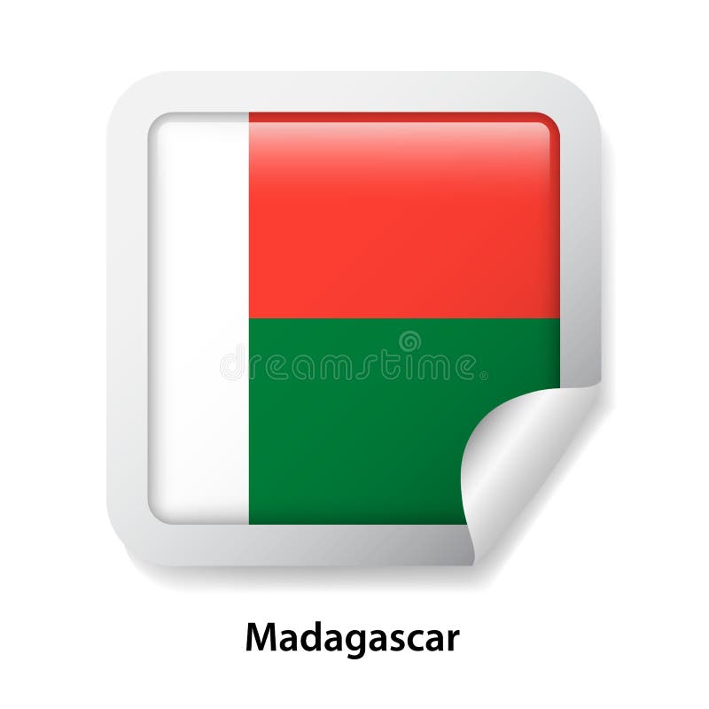 Flag of Madagascar. Round Glossy Sticker Stock Vector - Illustration of ...
