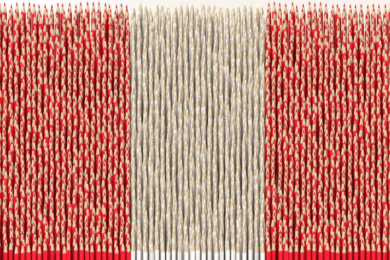 Flag of Peru Made with Color Pencils. Art Related 3D Rendering Stock ...