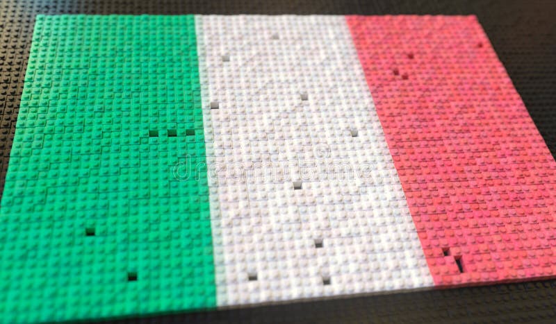 Flag of Italy Made with Plastic Toy Blocks, Conceptual 3d Rendering ...