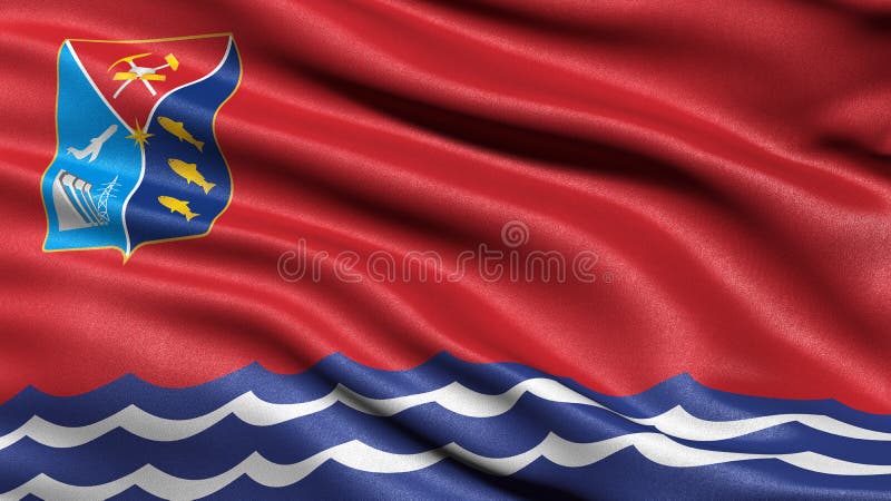 Flag of Magadan Oblast. High Resolution Close-up 3D Illustration. Flags ...