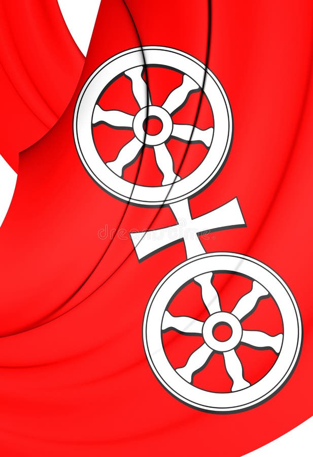 3D Flag of Mainz Rhineland-Palatinate, Germany. Stock Illustration ...