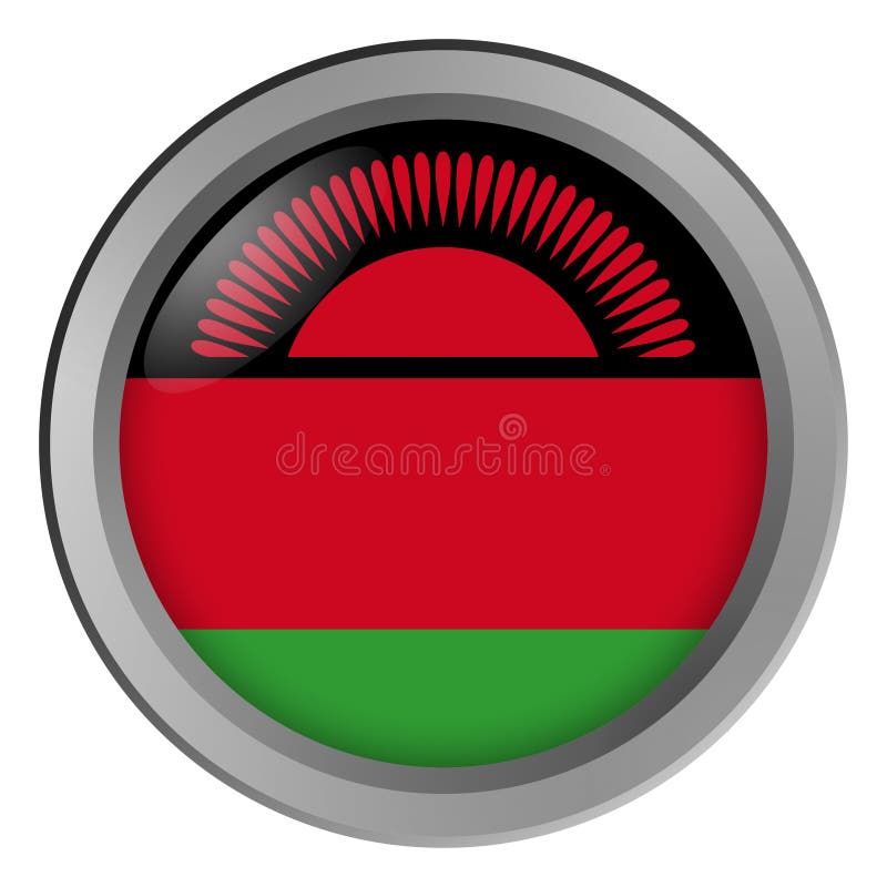 Flag of Malawi Round As a Button Stock Illustration - Illustration of ...
