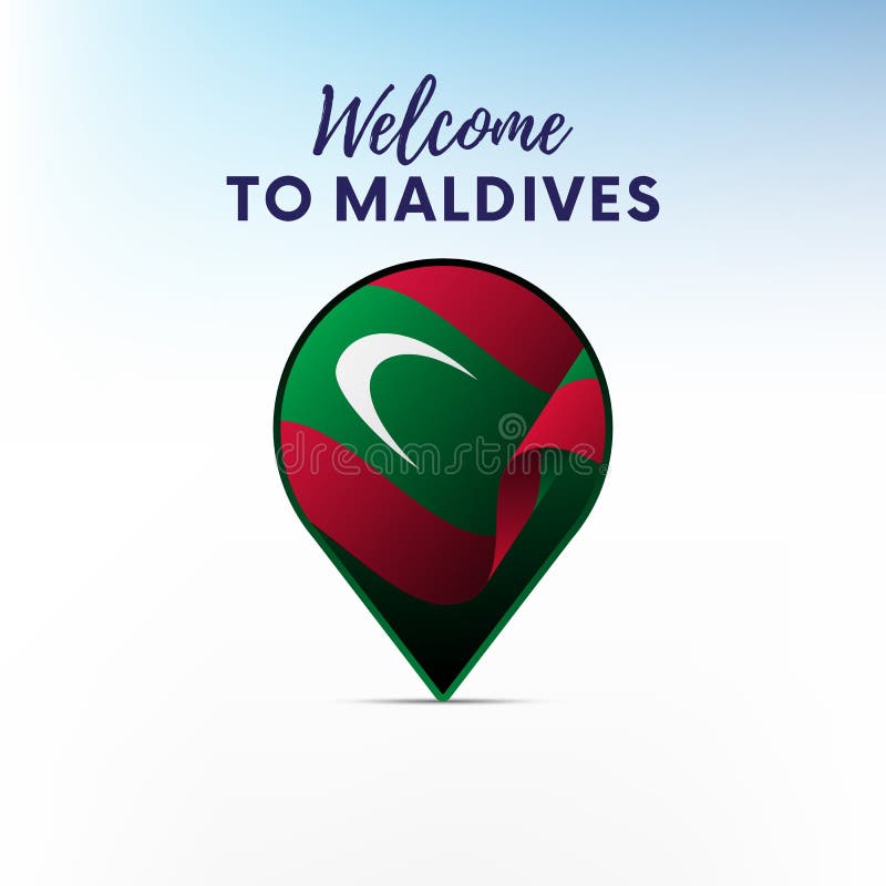 Flag of Maldives in Shape of Map Pointer or Marker. Welcome To Maldives ...