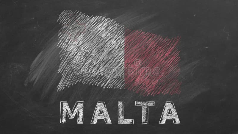 Flag of Malta in chalk stock video. Video of teaching - 272855699