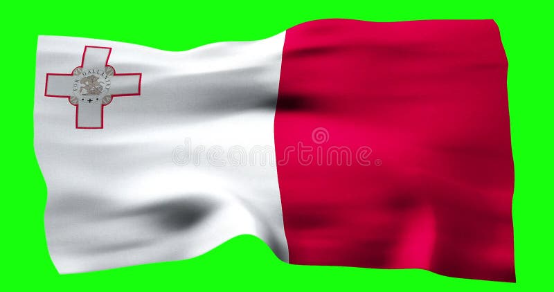 Flag of Malta Realistic Waving on Green Screen. Seamless Loop Animation ...