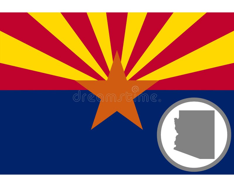 Flag and map of Arizona stock vector. Illustration of symbol - 179977602