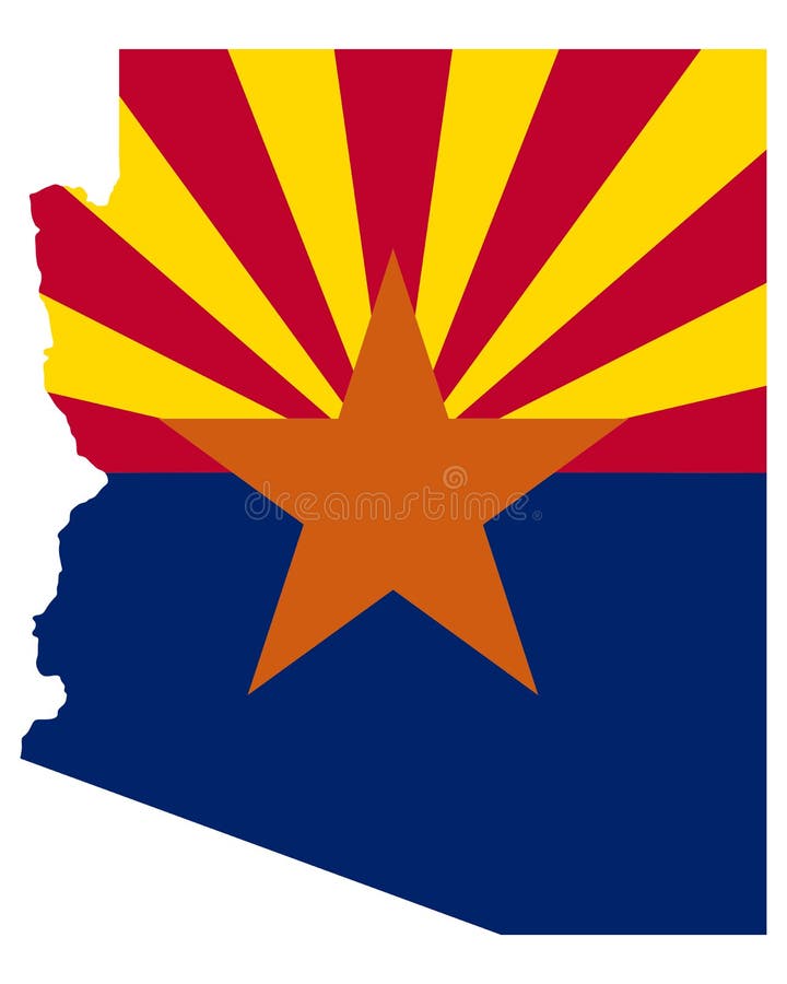 Flag in map of Arizona stock vector. Illustration of flag - 179977621