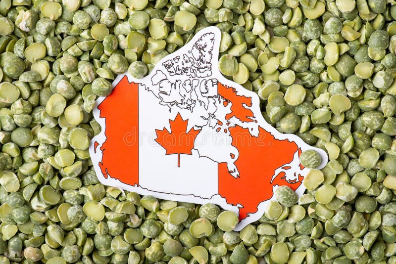 Flag and Map of Canada on Green Pea Close Up Stock Image - Image of ...